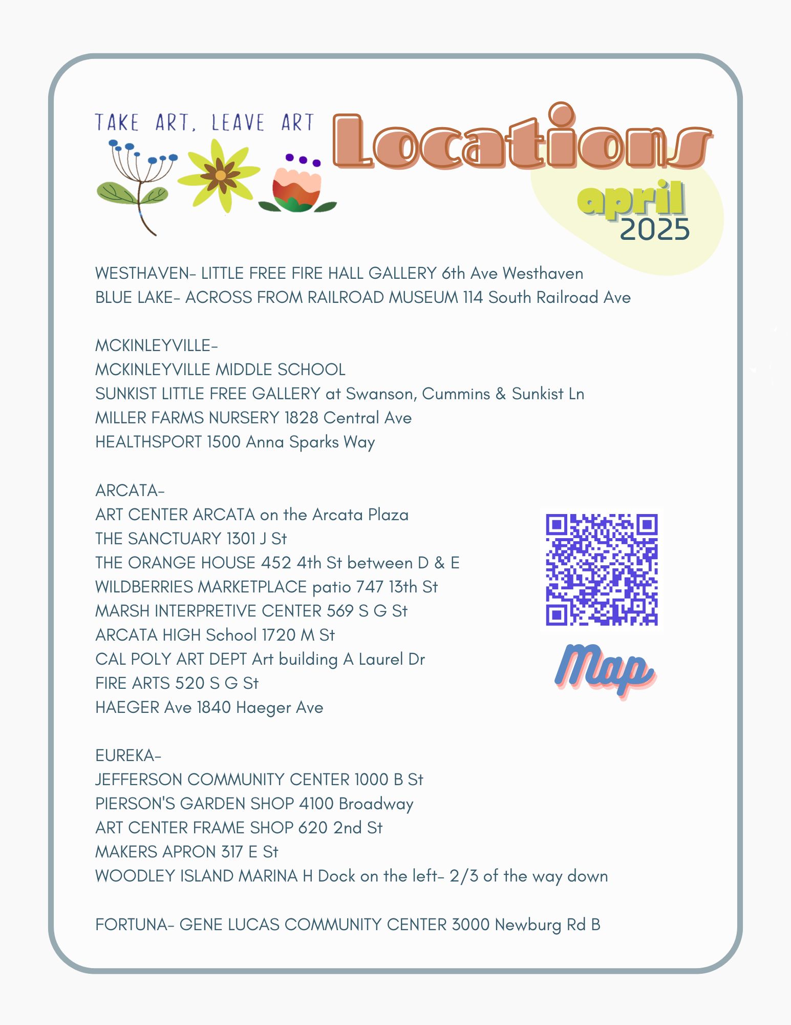 Little Free Wildflower Galleries Locations 2025 - North Coast ...